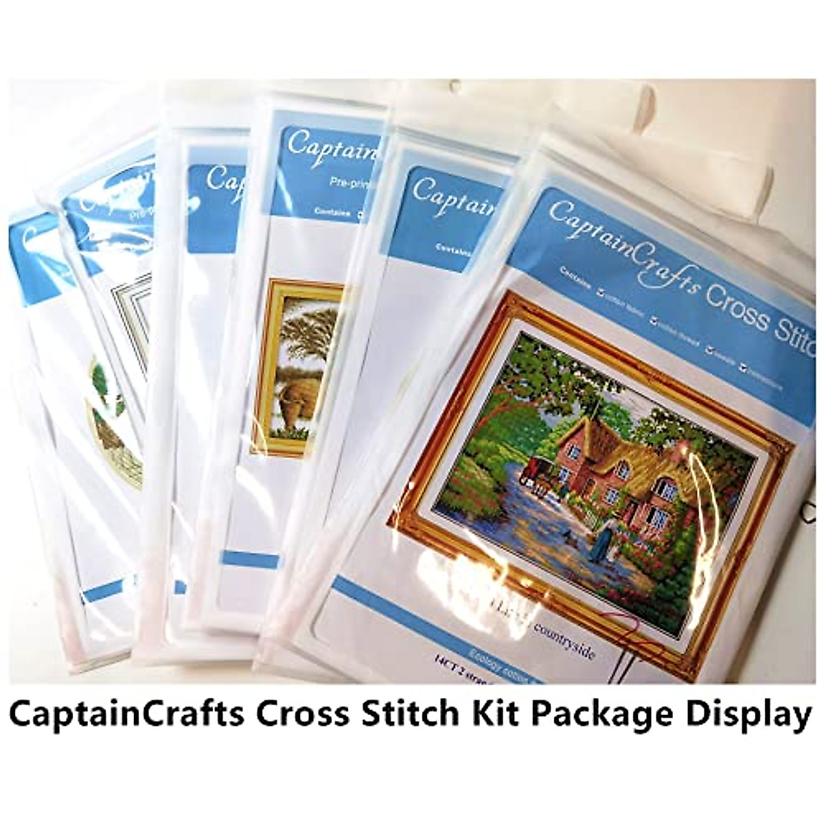 CaptainCrafts Cross Stitch Kits Full Range Stamped and Counted Fabric DIY Art Needlecrafts Embroidery Kit for Adults Beginner (Unpreprint 14CT, Tree House Autumn)