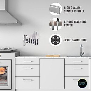 ﻿Island Genius 16 Inch Stainless Steel Magnetic Knife Holder Bar Strip for Wall - Kitchen Knife, Utensil and Tool Storage Organizer Magnet