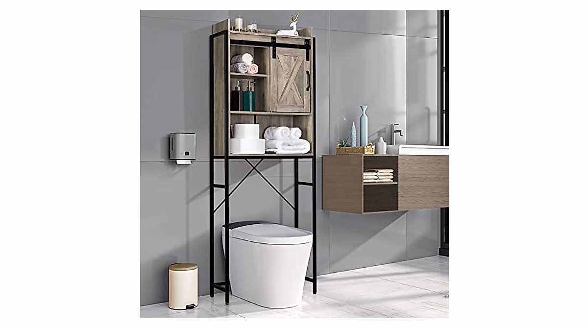 VINGLI Rustic Over-The-Toilet Storage Cabinet, Farmhouse Sliding Barn ...