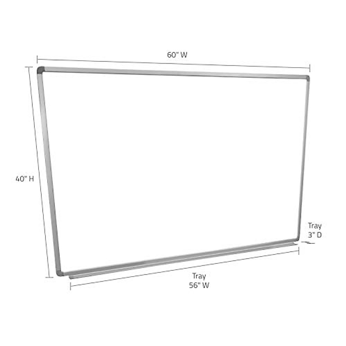 Offex Wall-Mounted Magnetic Dry Erase Whiteboard with Aluminum Frame and 2.5" Marker Tray, 60"W x 40"H - Perfect for School, Classroom, Conference and Presentation
