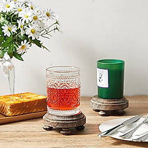 Yalikop 2 Pieces Wood Risers for Decor Farmhouse Wood Riser Rustic Pedestal Wood Pedestal Mini Riser Stand for Tiered Serving Stands Farmhouse Cake Food Plant Display Decor