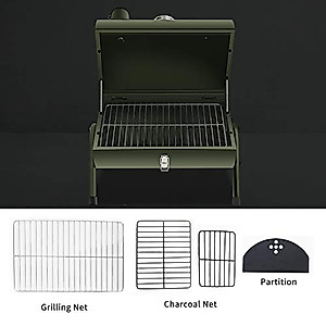 ACWARM HOME Portable Charcoal Grill, Small BBQ Smoker Grill, TableTop Barbecue Charcoal Grill for Outdoor Camping Garden Backyard Cooking Picnic Traveling (Green)