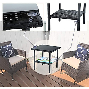 FDW Patio Furniture Set 3 Piece Patio Chair Bistro Set Outdoor Rattan Chairs Wicker Conversation Set for Backyard Porch Poolside Lawn,Black