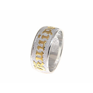 Arthur's Jewelry 925 sterling silver Hawaiian plumeria flower scroll yellow gold plated kuuipo band ring smooth edge size 8.5