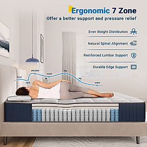 Avenco King Size Mattress. 12 Inch Hybrid King Mattress in a Box with Latex Memory Foam, Medium Firm King Bed Mattresses CertiPUR-US Certified, Motion Isolation