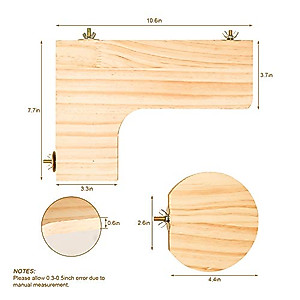 Squirrel Gerbil Chinchilla and Dwarf Hamster L-Shaped Pedal Wooden Platform, 3 Pieces of Natural Wooden Parrot Hamster Round Standing Board, Rat Activity Chinchilla Bird Cage Accessories (Style-1)