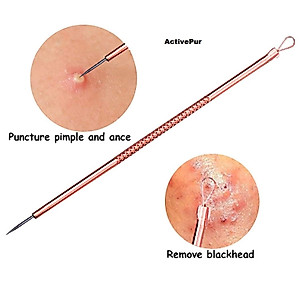 Blackhead Remover Pimple Comedone Extractor Tool, Effective Acne Removal Kit, Treatment for Blemish, Whitehead Pimple Popping, Zit Removing for Nose & Face Skin, Best Electroplated 4 PCS w/case.