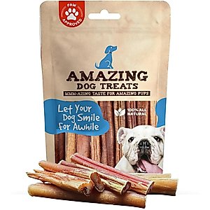 Amazing Dog Treats - 4-6 Inch Variety Bully Sticks (1 lb) - Premium Dog Chews - All Natural Rawhide Alternative - Long Lasting Dog Treats - No Hide Dog Chew - 100% Beef - Promotes Canine Dental Health