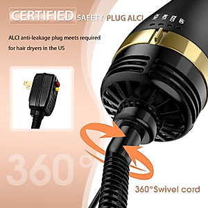 Nicebay® Hot Air Brush Set for Straightening, Drying, Curling - Oval Brush with Multi-Temperature Settings, Detachable Design for Salon