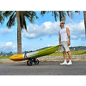 Ulticor Kayak Cart, Puncture-Free Wheels Assembles and Disassembles Within Seconds – Easy to Store – No Tools Required – All-Terrain Durable Kayak and Canoe Cart with Adjustable Straps (Green - Black)