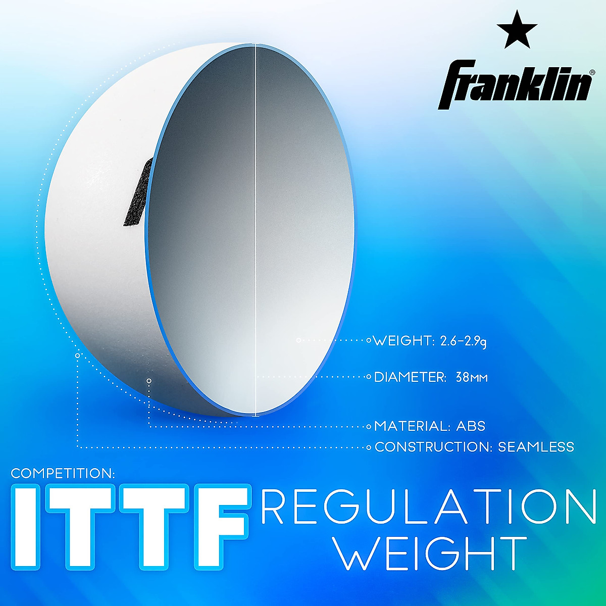 Franklin Sports Table Tennis Balls - White Table Tennis Balls - 38mm Official Weight Balls - One Star Professional Balls - 6 Pack Table Tennis Balls