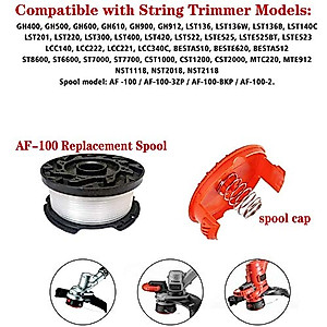 0.065" Line String Trimmer Autofeed Replacement Spool,AF-100 Line String Trimmer, 30ft Weed Eater Spool Replacement Spool for String Trimmer, for Black and Decker Models (10 Spools+2 Caps)12 Pack