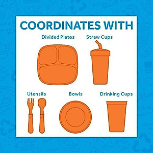 Re-Play Made in USA 22 Oz. Reusable Flat Plates for Baby & Toddler Feeding - Dishwasher and Microwave Safe Durable Flat Plates, Set of 6, 7.37" x 7.37" x 1.25", Sorbet