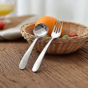 WEKTUNAA Stainless Steel Child Toddler Flatware Set-6 pieces-Kids Fork and Spoon, Mirror Polished, Back to school lunch supplies