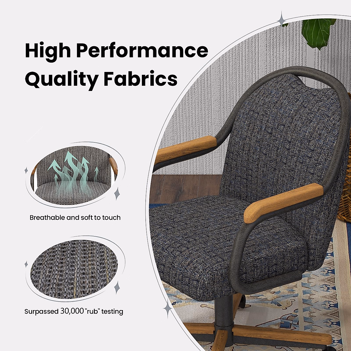 Chromcraft Ravenrock Indigo-Chestnut Set of 4 Swivel Tilt Dining Chairs, Swivel Dining Chairs, Dining Room Chairs Set of 4 Kitchen Chairs