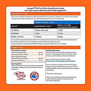 Cosequin DS Maximum Strength Plus MSM & Boswellia Joint Health for Dogs Tasty Soft Chews (120 Count)