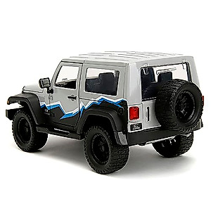 2007 Wrangler Gray and Black with Blue and White Stripes with Extra Wheels Just Trucks Series 1/24 Diecast Model Car by Jada 34194