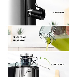 Juicer Machines with 1000W Motor, GDOR Extra Wide 3” Feed Chute Juicer, Juice Extractor for Whole Fruits and Vegetables, Easy to Clean Juice Maker, Centrifugal Juicer, BPA-Free, Anti-Drip, Silver