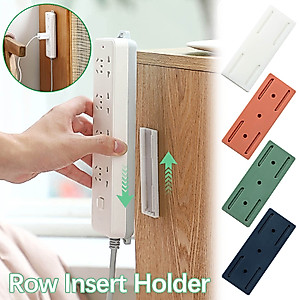 12 Pack Self-Adhesive Desktop Socket Fixer, Adhesive Punch Free Socket Holder Cable Management Punch Free Surge Protector, Desktop Mountable Plug-in Socket Fixer Bracket Stand (12pc-e)