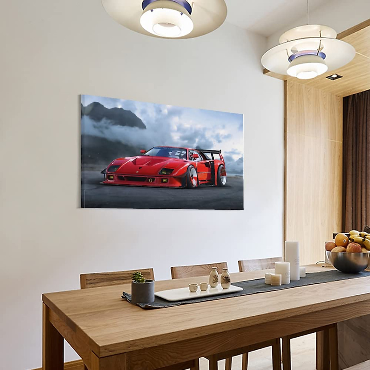klloq Ferrari F40 Super Sports Car Poster 6 Canvas Poster Wall Art Decor Print Picture Paintings for Living Room Bedroom Decoration Frame 12x18inch(30x45cm)