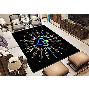 Kingdom Hearts Keyblades Area Rugs Non-Slip Floor Mat Doormats Home Runner Rug Carpet for Bedroom Indoor Outdoor Kids Play Mat Nursery Throw Rugs Yoga Mat