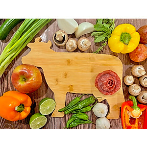 (Set of 10) Animal Cow Shaped Bulk Plain Bamboo Cutting Boards (Set of 10) | For Customized Engraving | Wholesale Premium Blank Board