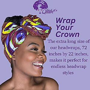 Touch of a Queen African Print Pattern Ankara Headwrap Turban Headband Hair Scarf (Mayamiko)