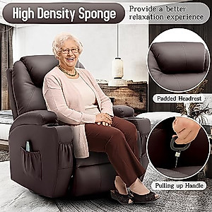 Korser Recliner Chair, Rocking Chair with Massage and Heat, 360° Swivel Recliner Chairs for Adults, Rocker Manual Recliner with Remote Control and Cup Holder for Living Room, Bedroom, Nursery