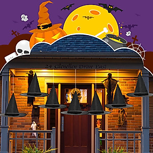 SATINIOR Witch Hat Halloween Costume Witch Hat Hanging Witch Hat with Hanging Rope Accessory and Transparent Seamless Hooks (Classic,12 Pcs)