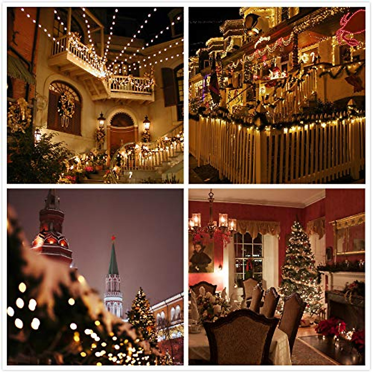 EXF 2-Pack Connectable Christmas Lights, Total 240LED Waterproof Clear Wire String Lights Indoor/Outdoor, 8 Modes Twinkle Lights for Room, Garden, Xmas Tree Decorations (Warm White)