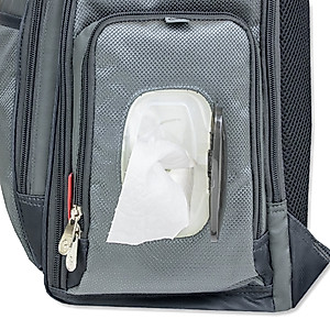 Fastfinder 3 Piece Set Diaper Bag Backpack for Moms & Dads with Changing Pad and Wipes Pocket (Grey)