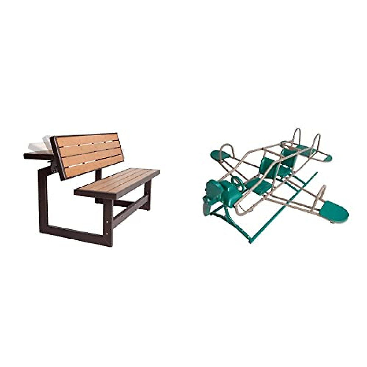 Lifetime 60054 Convertible Bench/Table, Faux Wood Construction & Ace Flyer Airplane Teeter Totter - Earthtone (90135)