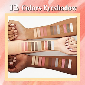 Oillase 12 PCS Eyeshadow Stick Sets with Smudge Proof Eyeshadow Primer Base, Waterproof Glitter Eyeshadow Pen with Soft Brush, Cream Eye Shadow Stick Makeup, Shimmer and Matte Eyeshadow Pencil Crayon