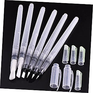 VILLFUL 9 Pcs Water Color Brush Pens Ink Pen Set Water Soluble Colored Pencils Flat Pen Writing Brush Painting Pen White Pointy Watercolor Brush Water Brush Pen Water Coloring Brush Pen