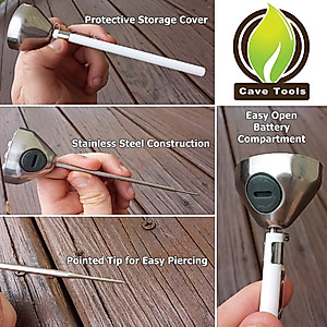 Cave Tools Instant Read Digital Meat Thermometer for Cooking on The BBQ Grill and Kitchen with LCD Screen and 4 to 6 Second Response Long Food Temperature Probe