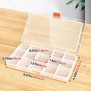 Moon Magpie 4PACK Extra Thick Bead Organizers and Storage Box, 15 Grid Mini Clear Jewelry Making Storage Solutions Plastic Organizer Case Craft Containers for Nail Rhinestones DIY Diamond Accessories