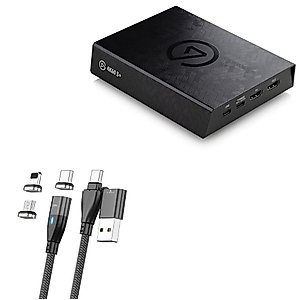 BoxWave Cable Compatible with Corsair Game Capture 4K60 S+ - MagnetoSnap PD AllCharge Cable (100W), Magnet PD 100W Charging Cable USB Type-C Micro USB for Corsair Game Capture 4K60 S+ - Jet Black