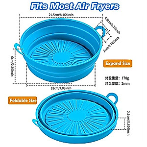 Foldable Air Fryer Silicone Pot, Air Fryer Silicone Liners Food Safe Non Stick Air Fryer Basket Oven Accessories, Reusable Replacement of Flammable Parchment Liner Paper Fits 5 Qt or Bigger Air Fryer