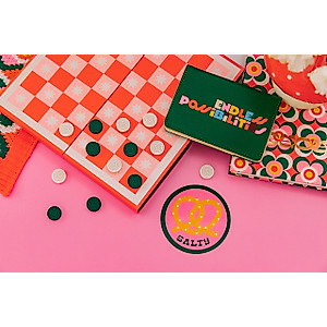 ban.do Game Night! 2-in-1 Checkers and Backgammon Board, Checkers Board Game and Backgammon Set for Adults Includes Duo Board, 30 Checkers, 2 Dice, Pink/Red