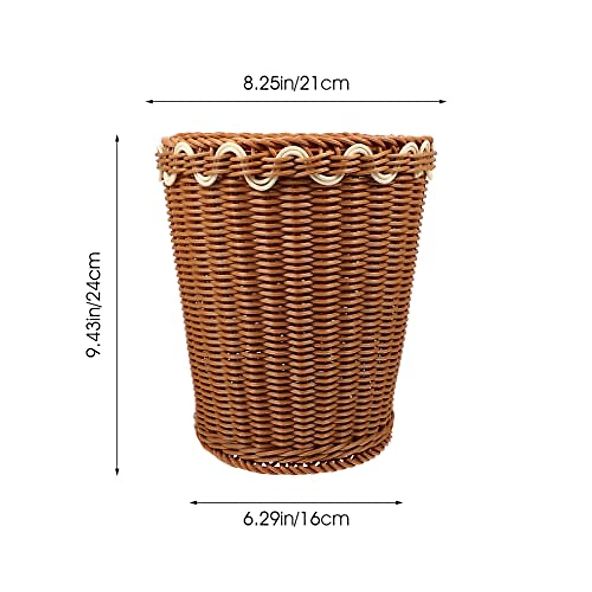 Zerodeko Seagrass Wastebasket Rattan Trash Can Woven Waste Basket Garbage Bin Water Hyacinth Flower Pot Dried Flower Bucket Laundry Storage Basket for Bedroom Bathroom Office Planter