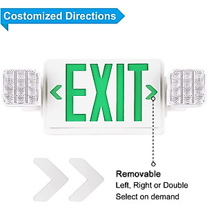 SPECTSUN 12 Pack Green Led Exit Sign with Emergency Lights & Battery Backup Operated Powered Emergency Exit Lights-Double Face -UL Listed 120277VAC Fire Exit Signs Lighting for Room.Window.