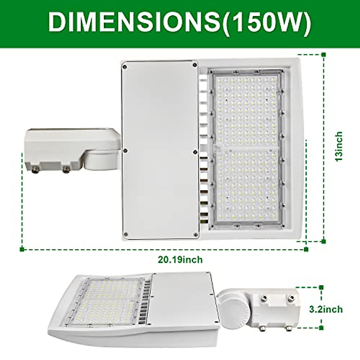 OSTEK LED Parking Lot Lights 150W 21000LM LED Shoebox Street Pole Lighting Fixture 5000K, Waterproof Outdoor Commercial Area Road Lighting for Stadium Roadways 100-277V DLC UL