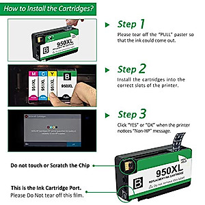 Supricolor 950XL 951XL Ink Cartridges High Yield, Replacement 950 951 Inks Works with OfficeJet Pro 8600 8610 8620 8630 8660 8640 8615 8625 276DW 251DW 271DW Printers 1 Set (BK/C/M/Y)
