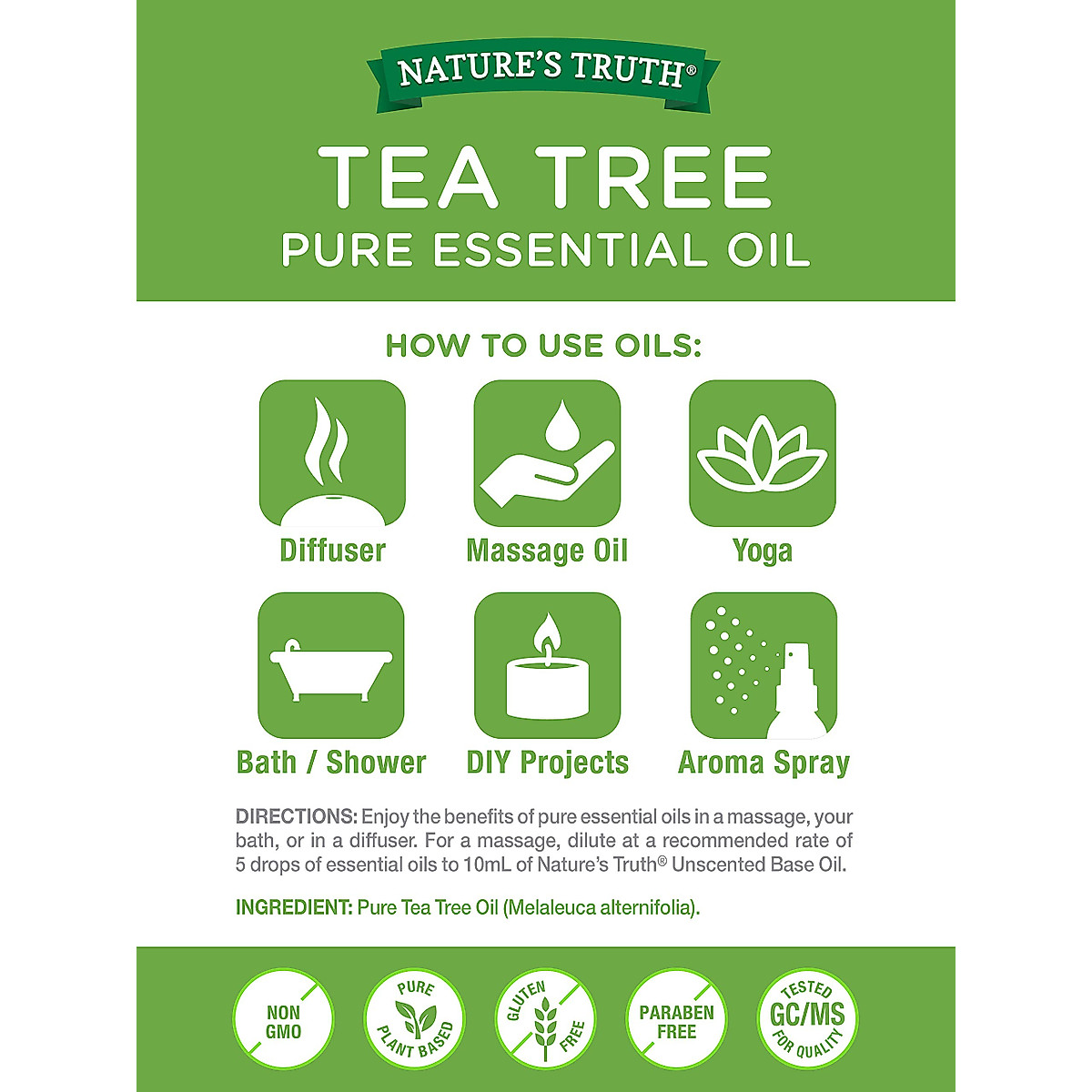 Nature's Truth Aromatherapy 100% Pure Essential Oil, Tea Tree, 0.5 Fl Oz