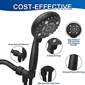Luxsego Filtered Shower Head with Handheld Spray for Skin and Hair Care, High Pressure Shower Heads with Filters for Hard Water, Hydro Jet Showerhead Set Includes Hose, Bracket and Mineral Beads