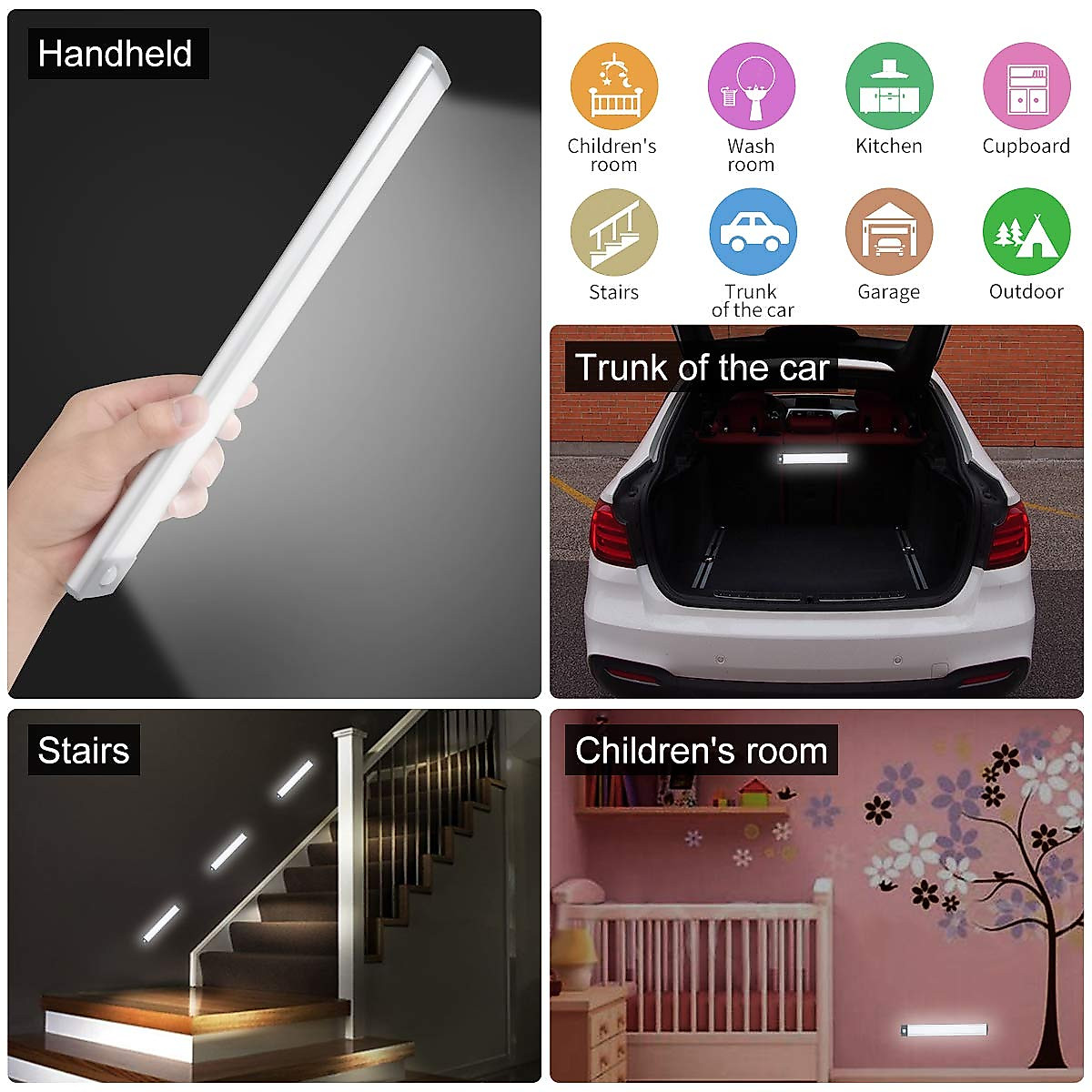 54-LED Motion Sensor Cabinet Light,Under Counter Closet Wireless USB Rechargeable Kitchen Night Lights,Battery Powered for Wardrobe,Cabinet,Cupboard（Warm Light）-2Pack