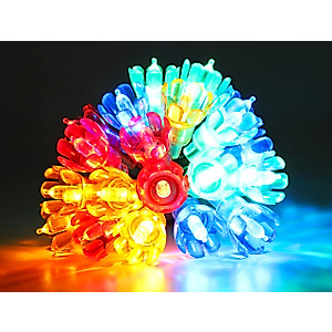 Christmas Concepts® 20 2m/6.6ft LED Retro Multi Coloured Petal String Lights – Battery Operated Static Christmas Fairy Lights with 30cm Lead Wire
