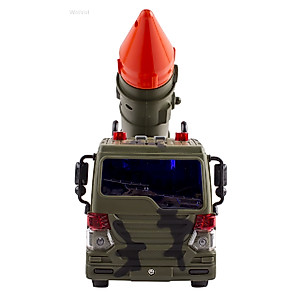 WolVolk Friction Powered Launcher Fighter Military Truck - Pull Back Missile Carrier Army Vehicle w/Lights & Sounds - Pretend War & Action Toy for Kids