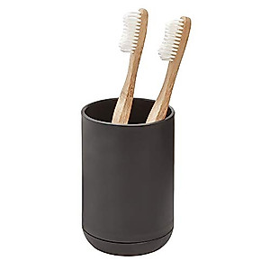 iDesign Toothbrush Holder for Normal Toothbrushes, Spin Brushes, and Toothpaste, The Cade Collection - 3" x 3" x 4. 5", Matte Black