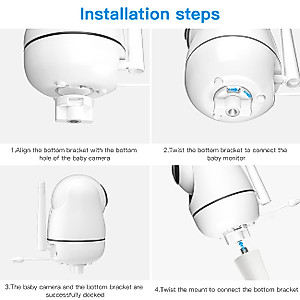 Koroao Baby Monitor Mount for HelloBaby HB65/HB66/HB248 and ANMEATE SM935E /Bonoch Baby Monitor Camera, Versatile Twist Mount Without Tools or Wall Damage